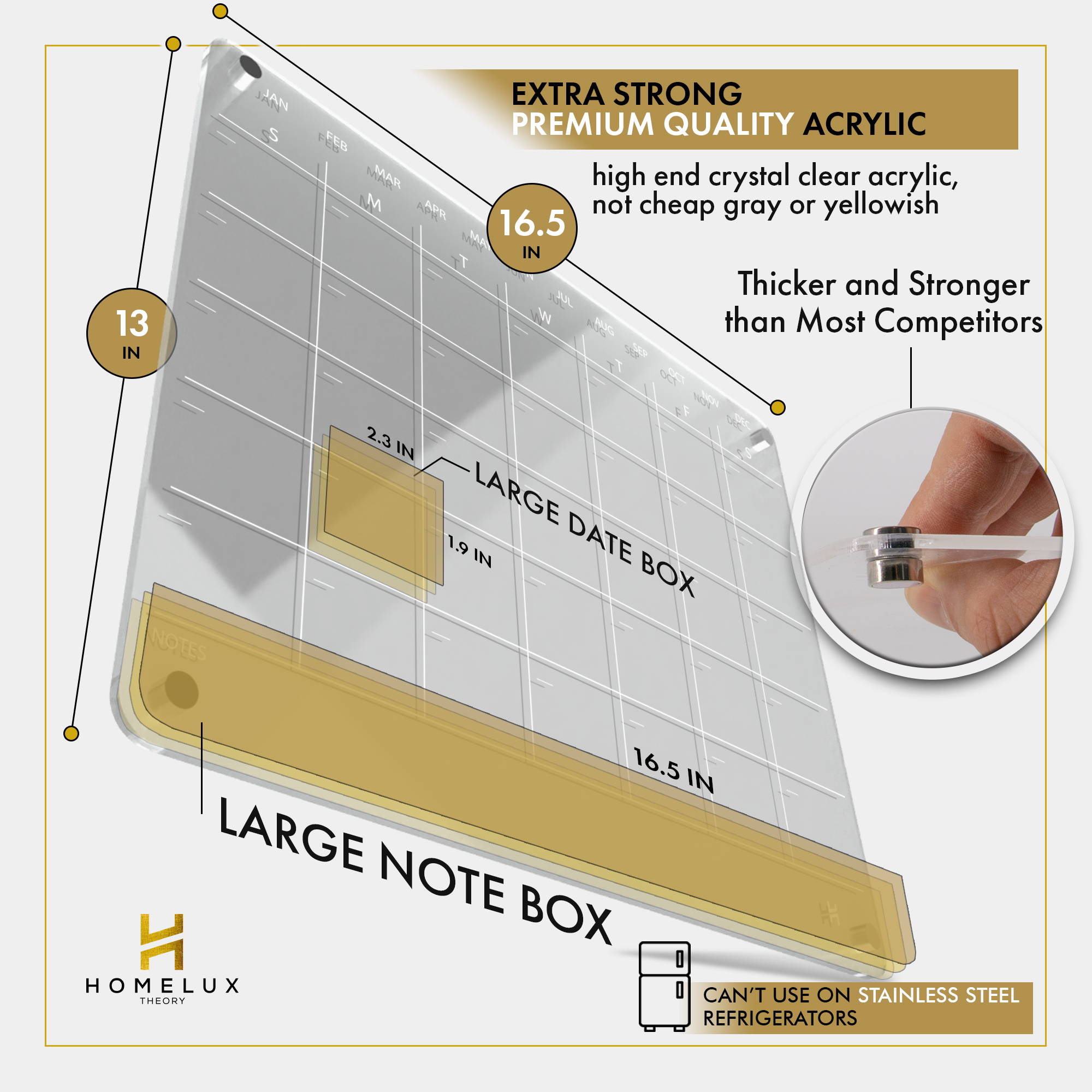 Acrylic Magnetic Fridge Calendar – Homelux Theory